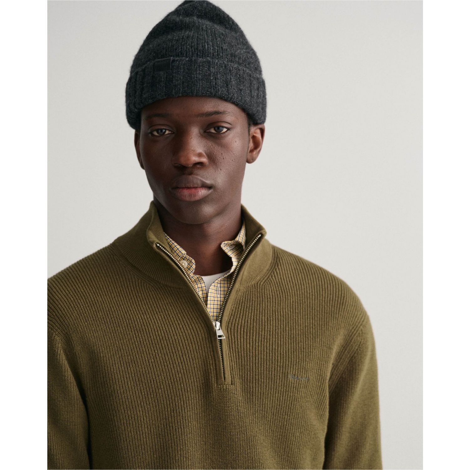 GANT Ribbed Cotton Wool Half-Zip Sweater,70% Cotton,30% Merino Wool ...